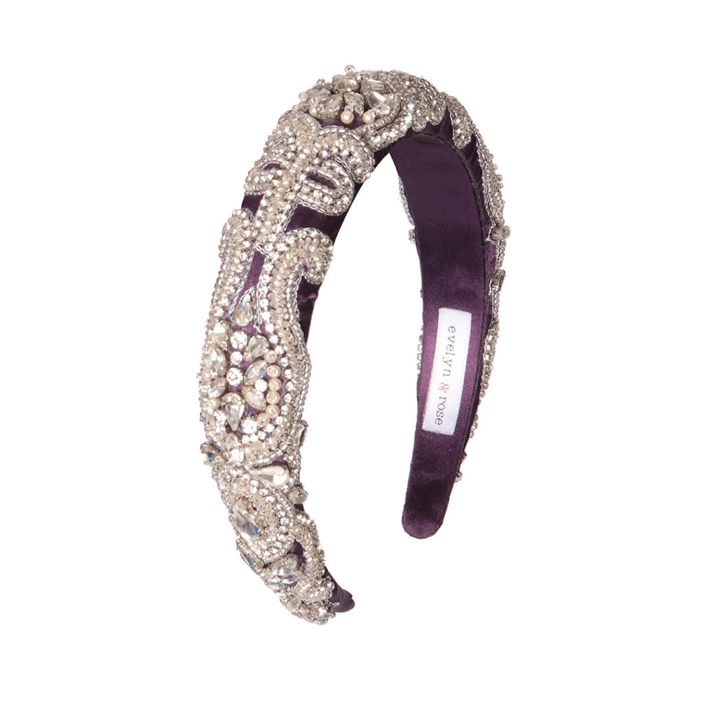 Pearl and Crystal Embellished Velvet Headband - Evelyn & Rose